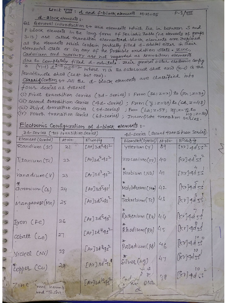 D and F Block Elements | PDF