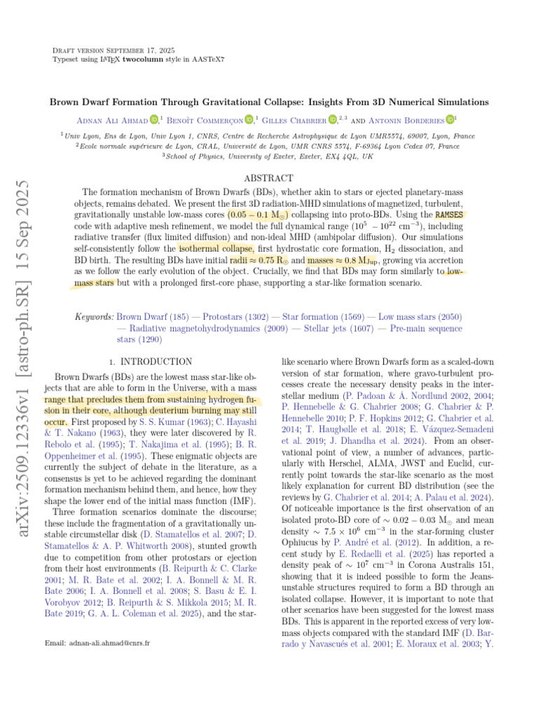 Brown Dwarf Formation Through Gravitational Collapse Insights From 3D ...