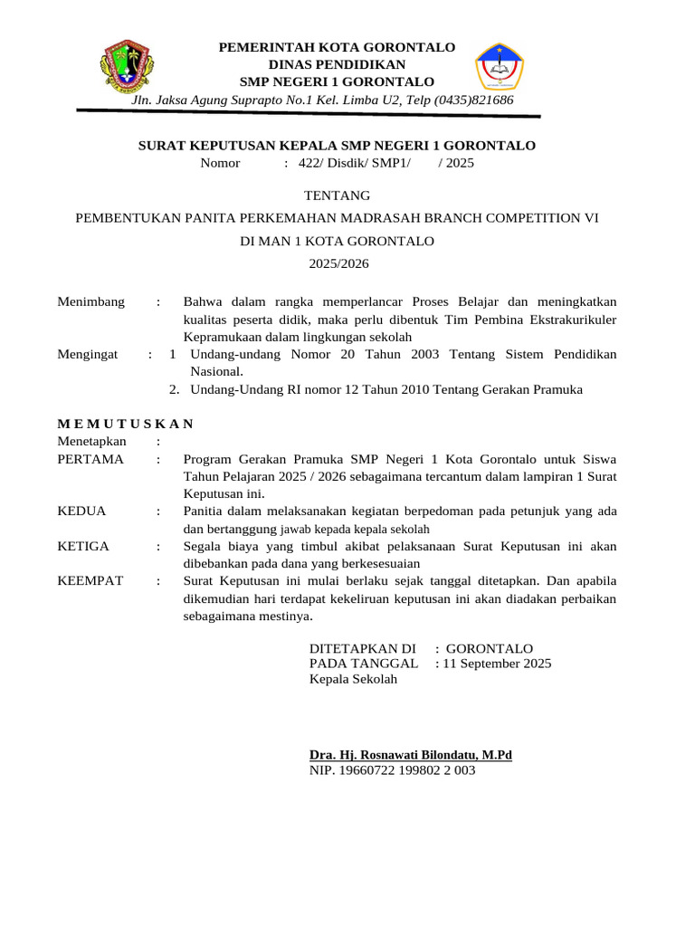 Pembentukan Panitia Pramuka SMP 2025 | PDF