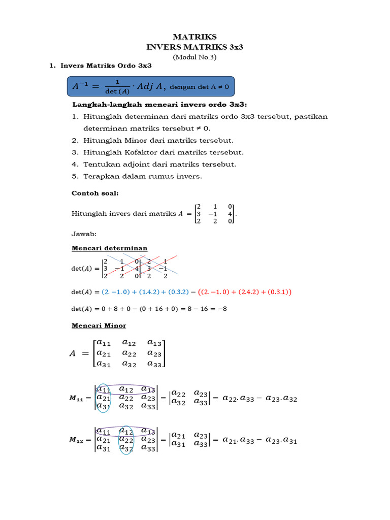 Modul No.3 Invers Matriks 3x3 | PDF