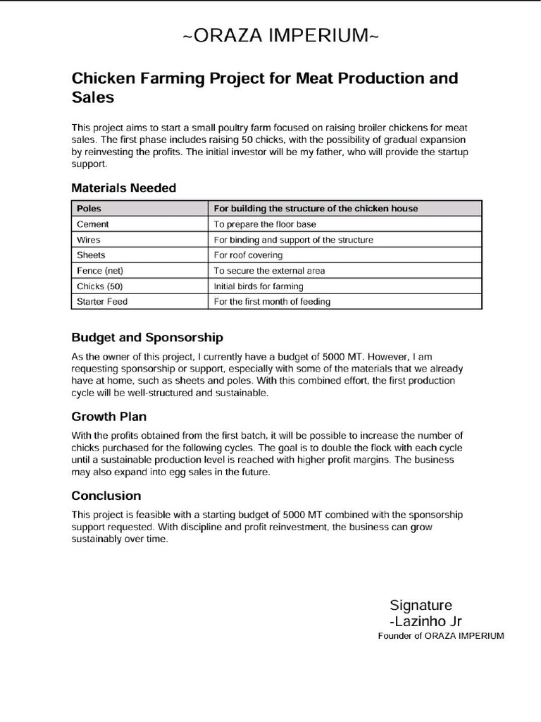 Chicken Raising Project | PDF