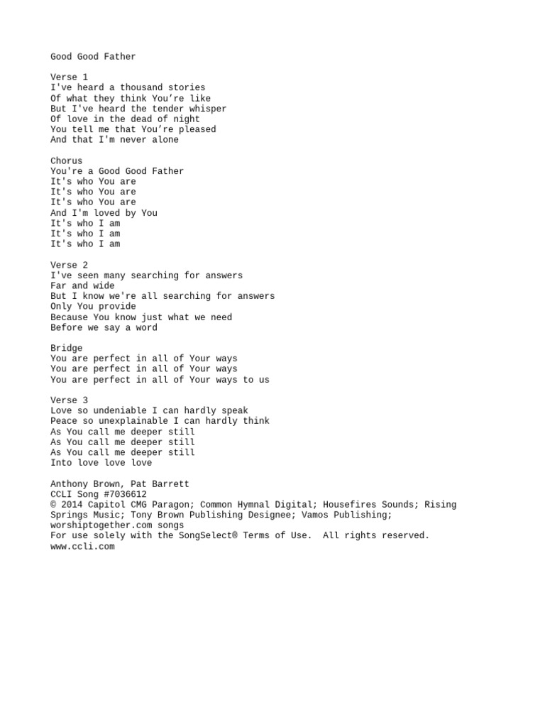 Good Good Father-Lyrics | PDF