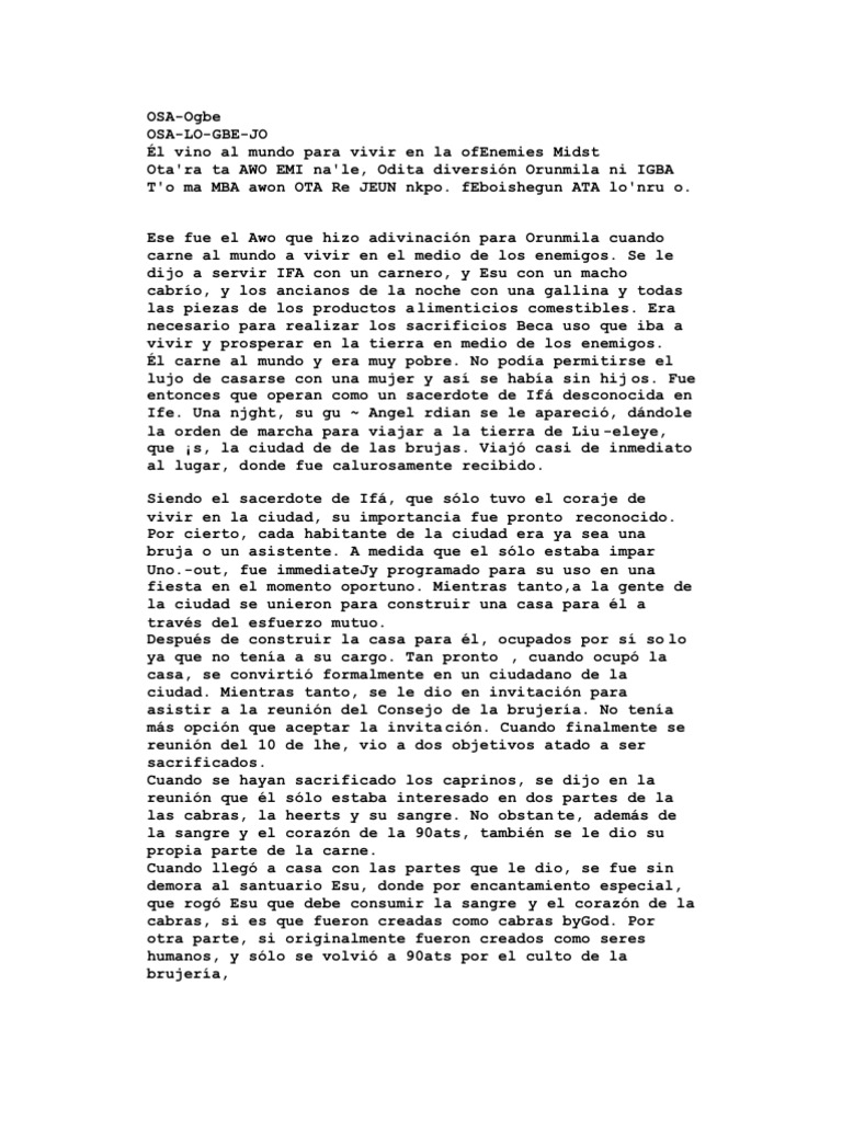 Osa Ogbe A Osa Di 2 | PDF | Pagos | Brujería