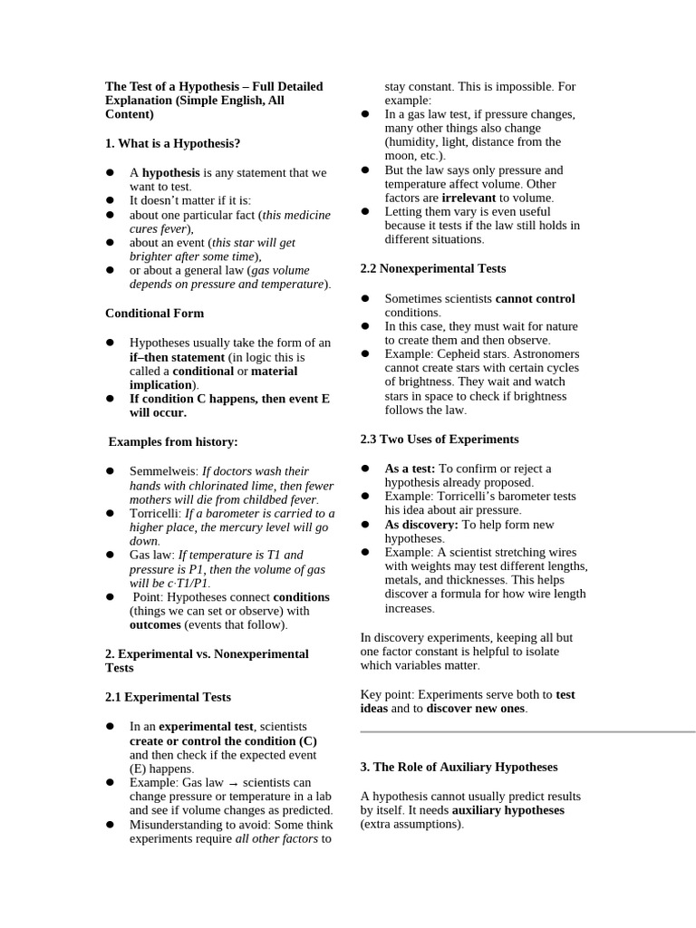 The Test of A Hypothesis - Full Detailed Explanati | PDF | Hypothesis ...