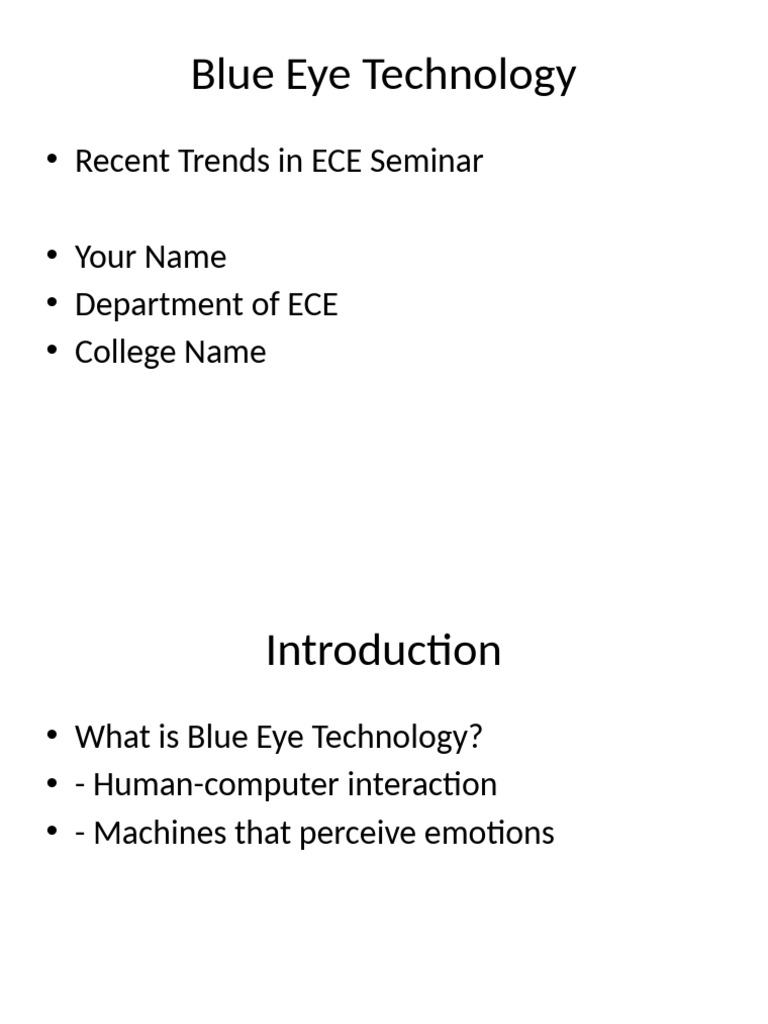 Blue Eye Technology Seminar-1 | PDF | Internet Of Things | Sensor