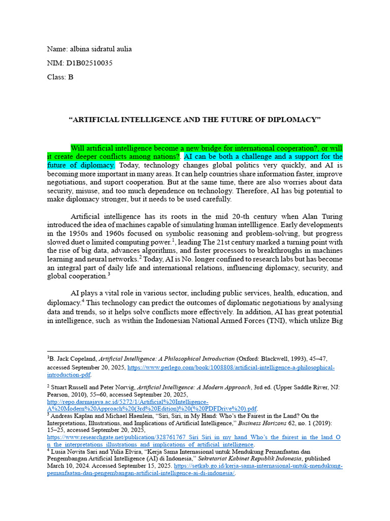 AI's Role in Future Diplomacy | PDF | Artificial Intelligence ...