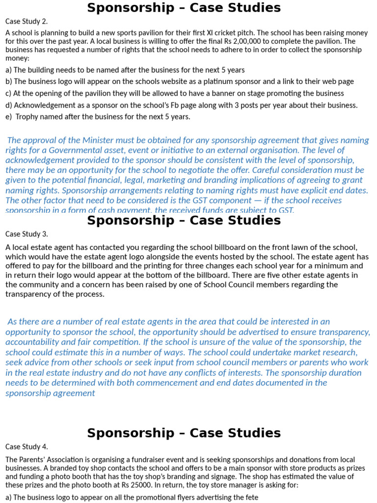 Sponsorship Case Studies | PDF | Sponsor (Commercial)