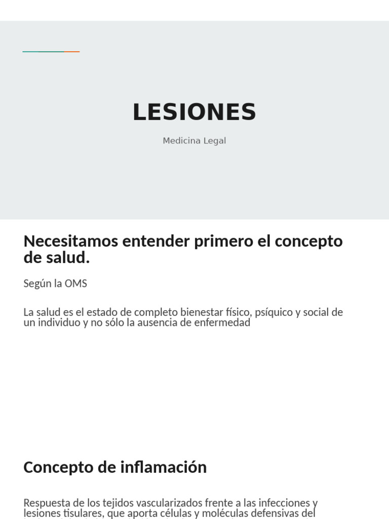 Lesiones en Medicina Legal | PDF | Inflamación | Enfermedades y trastornos