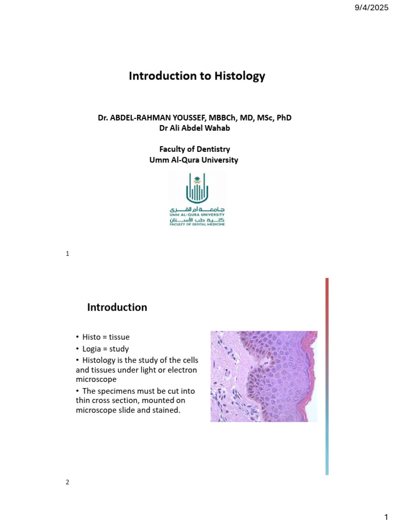 Introduction to Histology Basics | PDF | Cell (Biology) | Cell Nucleus