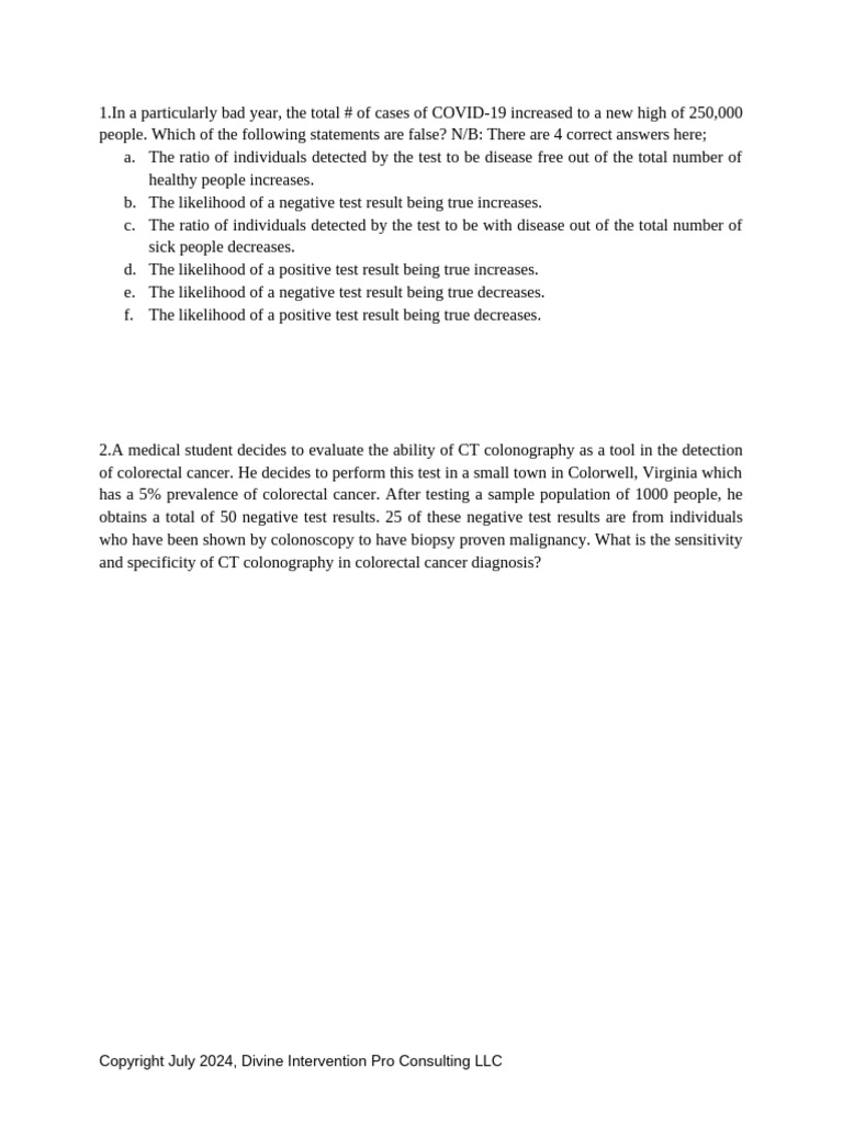 Biostatistics and Epidemiology Review | PDF | Cohort Study | Sensitivity And Specificity