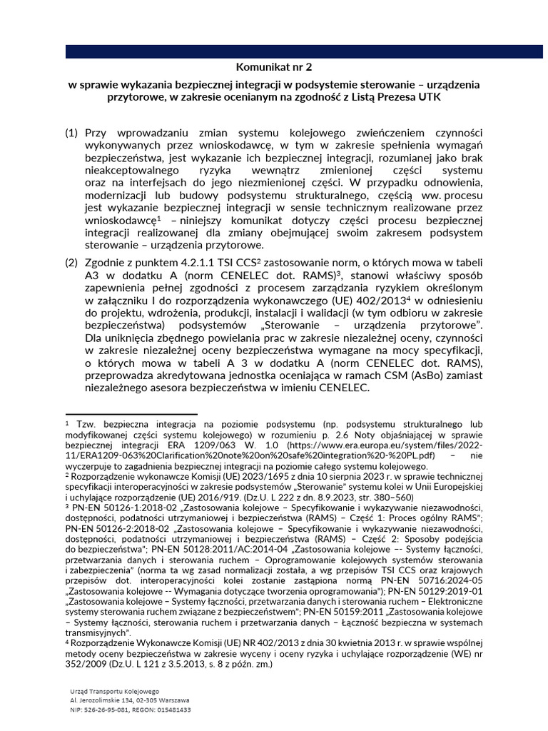 Komunikat Bezpieczna Integracja CCT | PDF