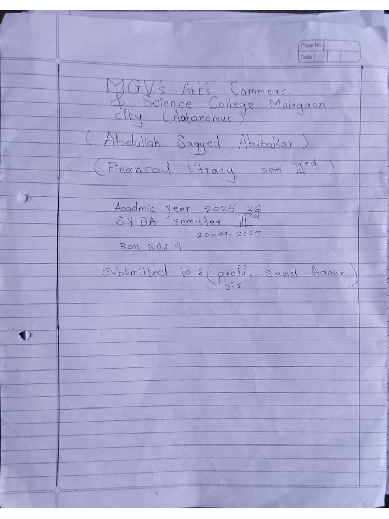 Financial Litracy Assignment - Abdullah | PDF