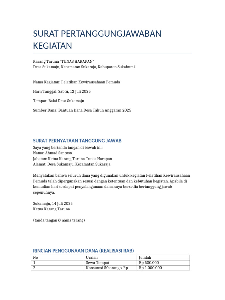 SPJ Pelatihan Kewirausahaan Pemuda | PDF