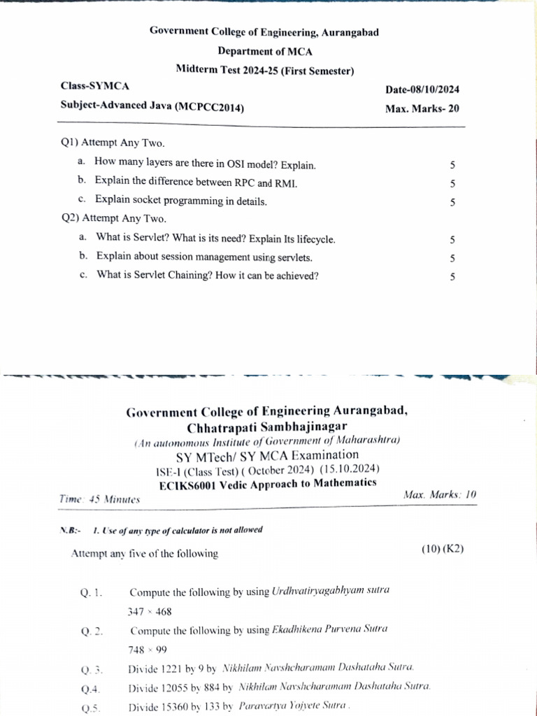 Mca 3RD Sem CT QPS | PDF