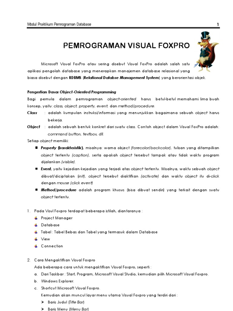 MENGENAL DATABASE DAN VISUAL FOXPRO | PDF