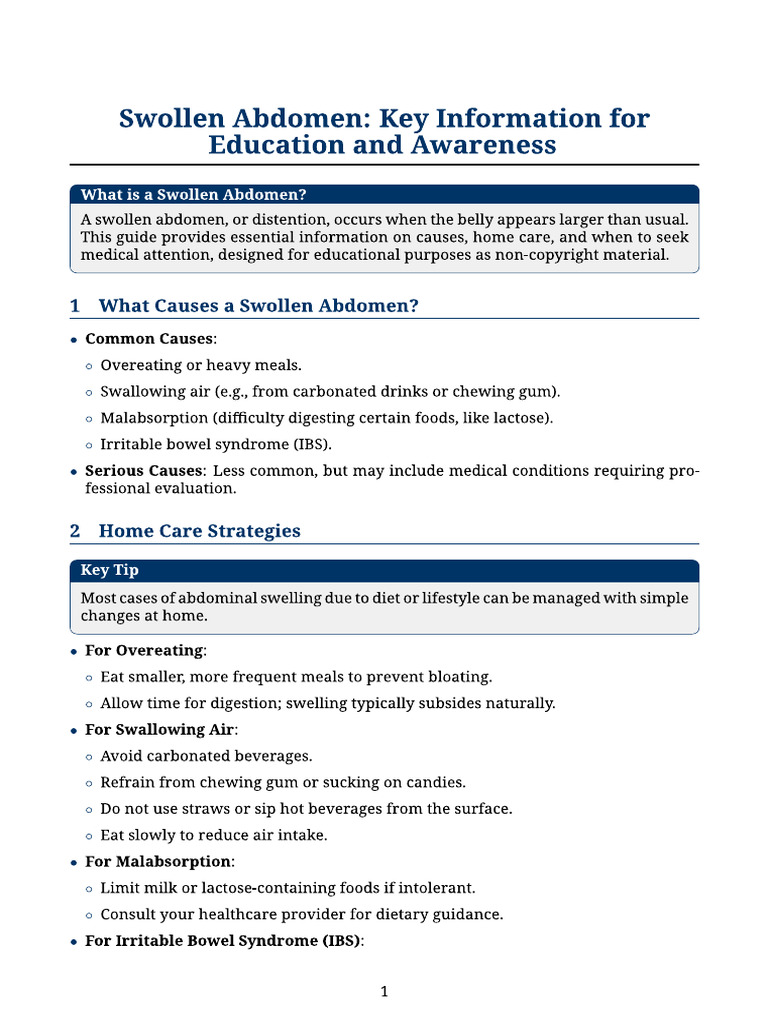 Swollen Abdomen - Key Information | PDF