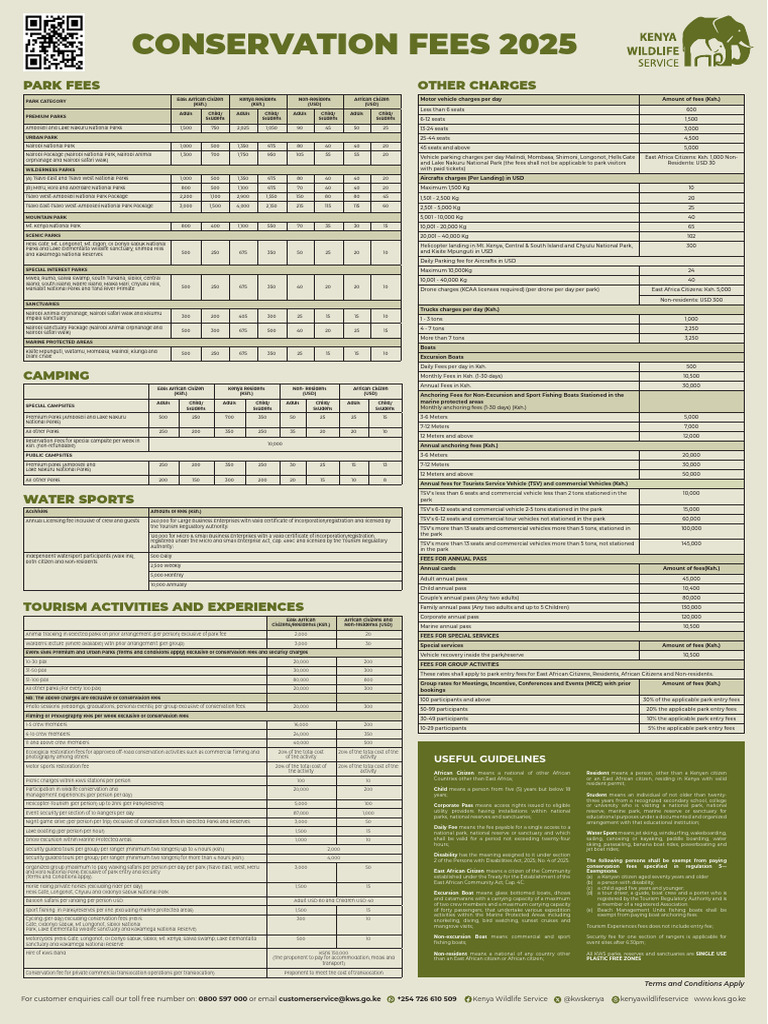 KWS Park Fees 2025 Overview | PDF | Nairobi | Kenya