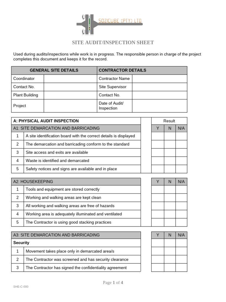 SHE-C-001 General Checklist | PDF | Firefighting | Risk