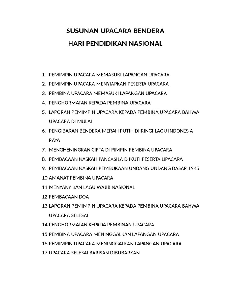 Susunan Upacara Bendera | PDF