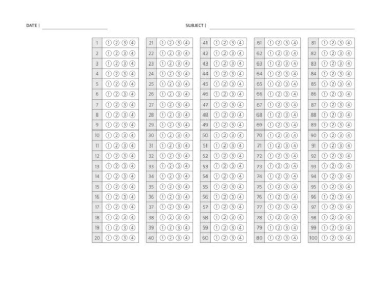 100 Answer Sheet | PDF