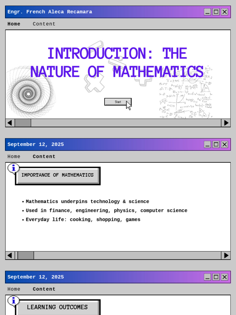 Week 1 The Nature of Mathematics | PDF | Mathematics | Pattern