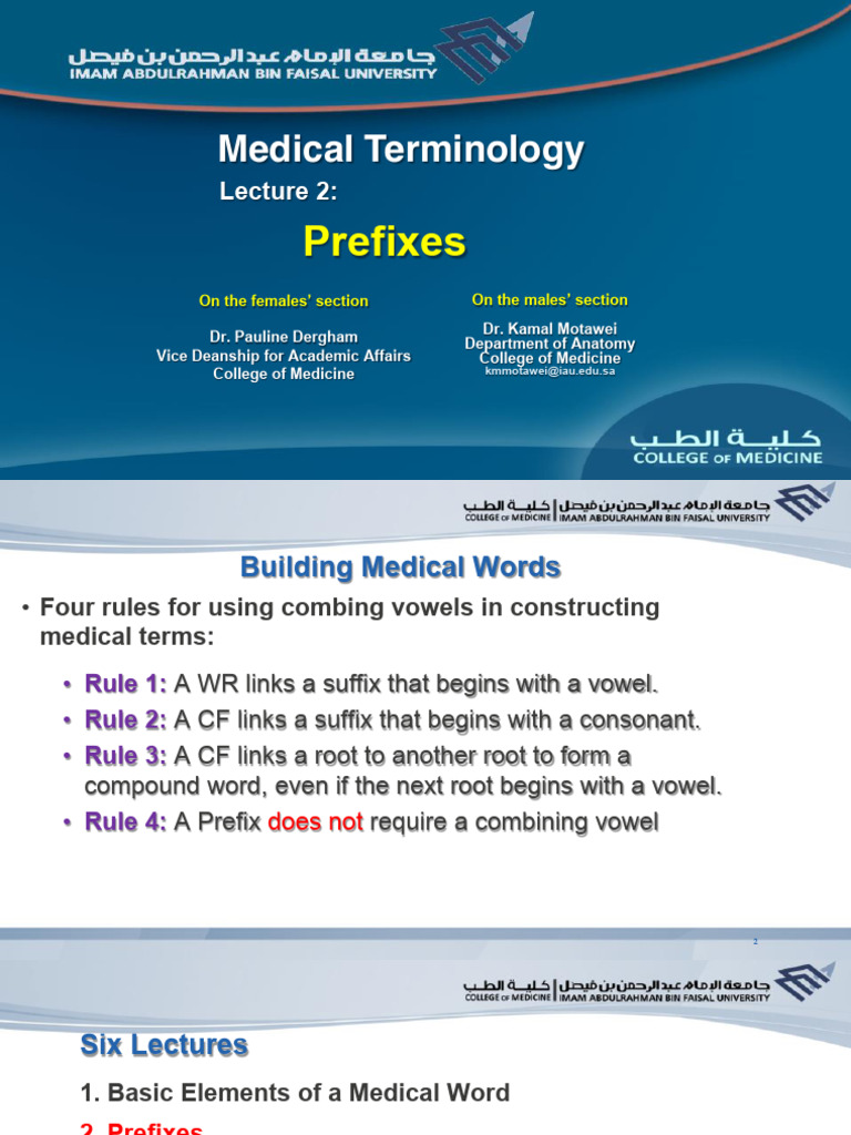 Medical Terminology: Understanding Prefixes | PDF | Word | Vowel