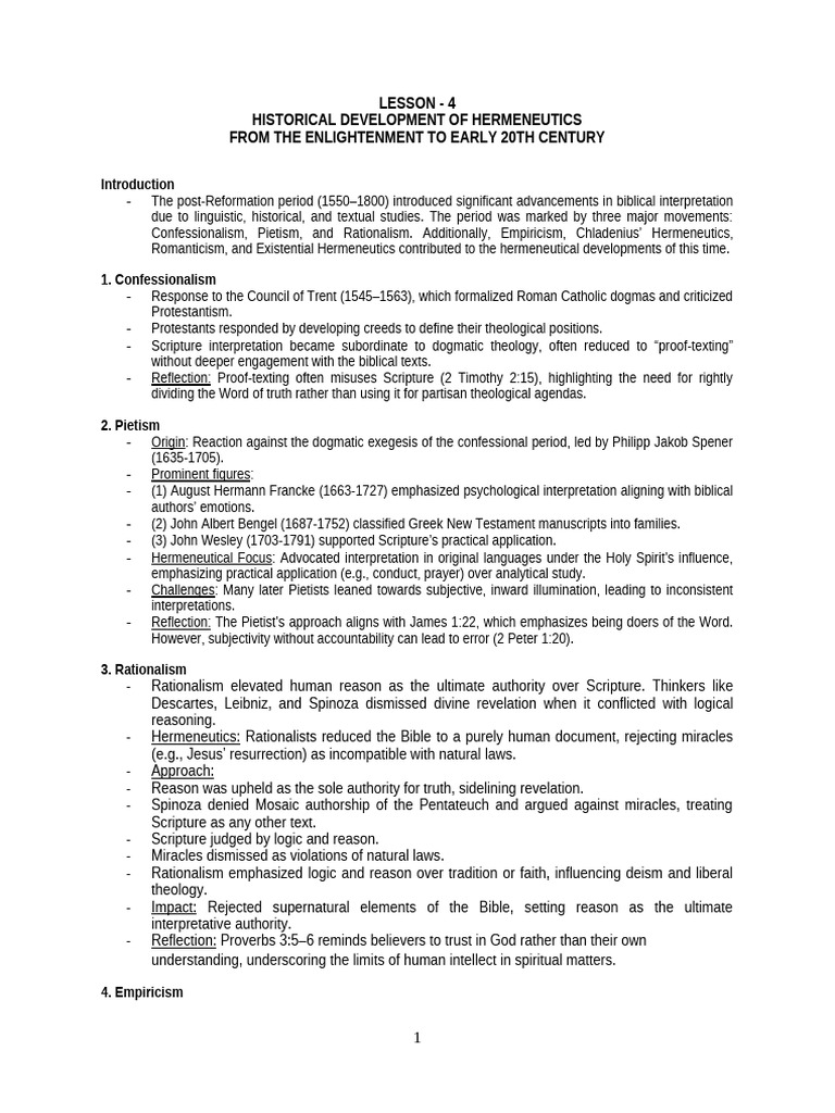 LESSON - 4 - Enlightenment To Early 20th Century | PDF | Hermeneutics ...