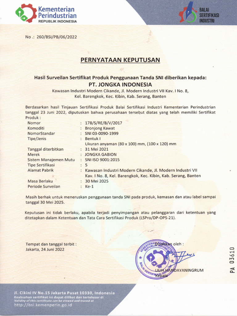 Sni PT Jongka Indonesia181 | PDF