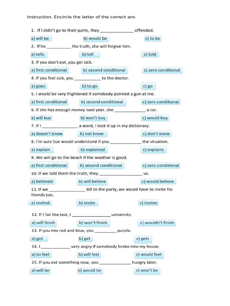 Zero, First, Second Conditional | PDF