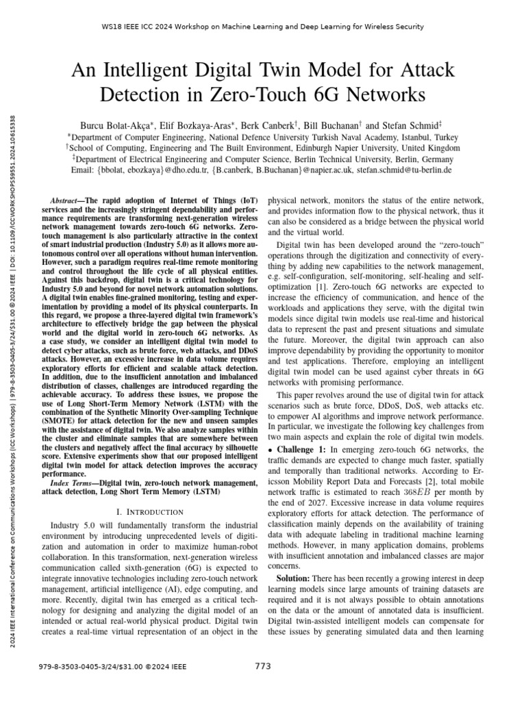 An Intelligent Digital Twin Model For Attack Detection in Zero-Touch 6G ...
