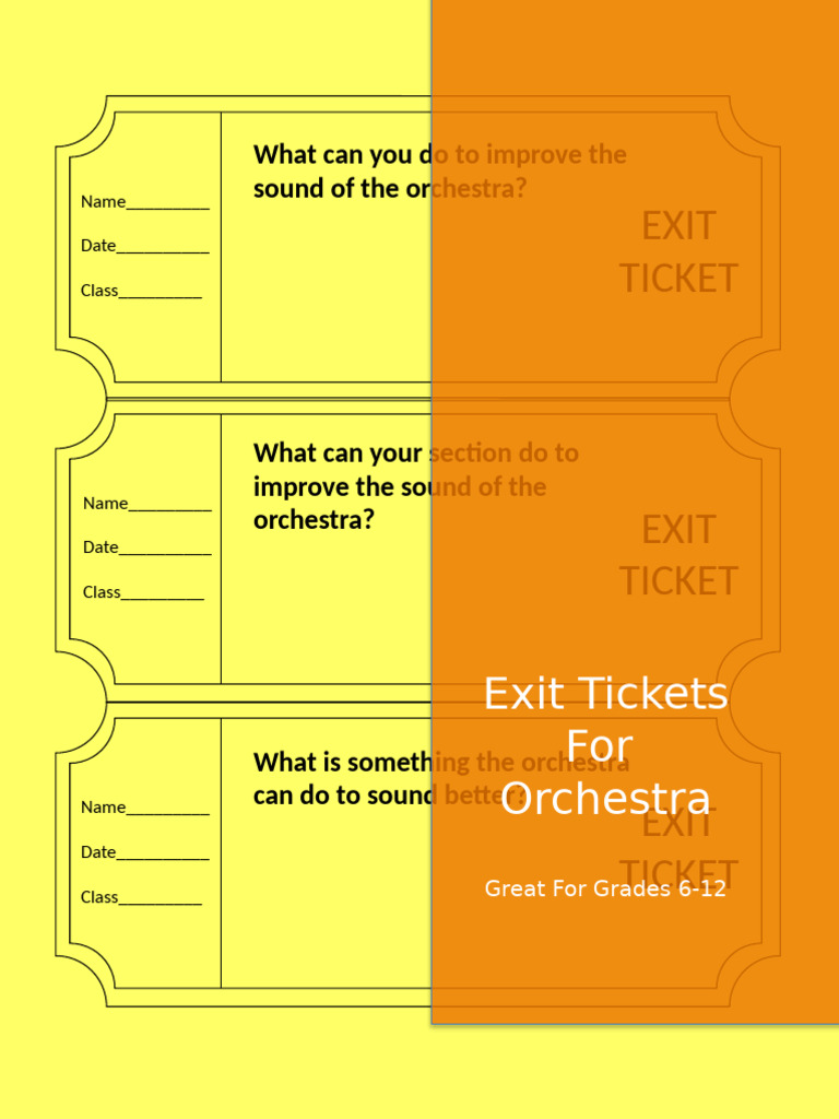 Exit Ticket: Exit Tickets For Orchestra | PDF | Musicology | Musical ...