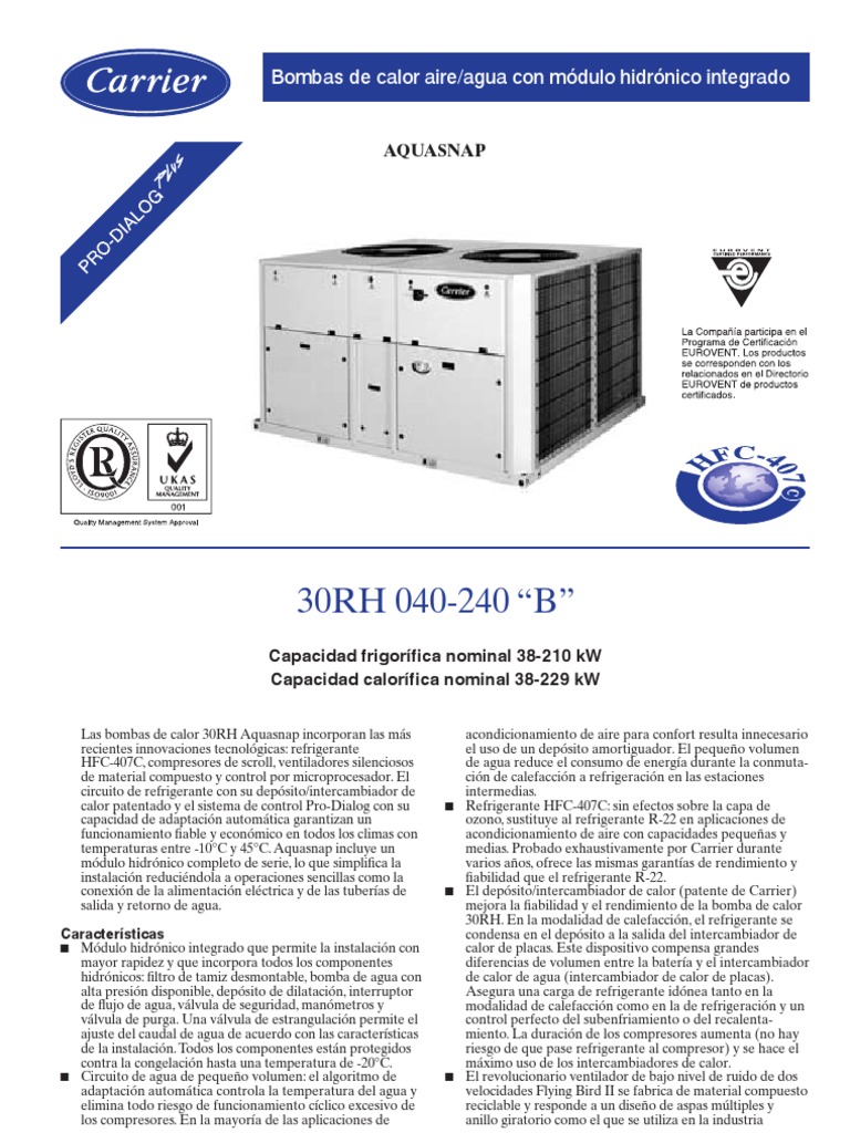 Enfriadora Carrier 30rh | PDF | Caldera | Refrigeración