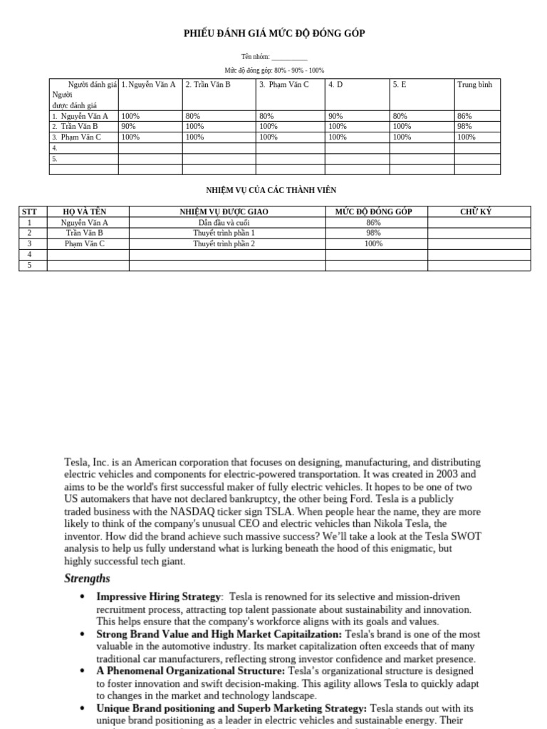 Tesla SWOT Analysis Overview | PDF | Brand | Economies