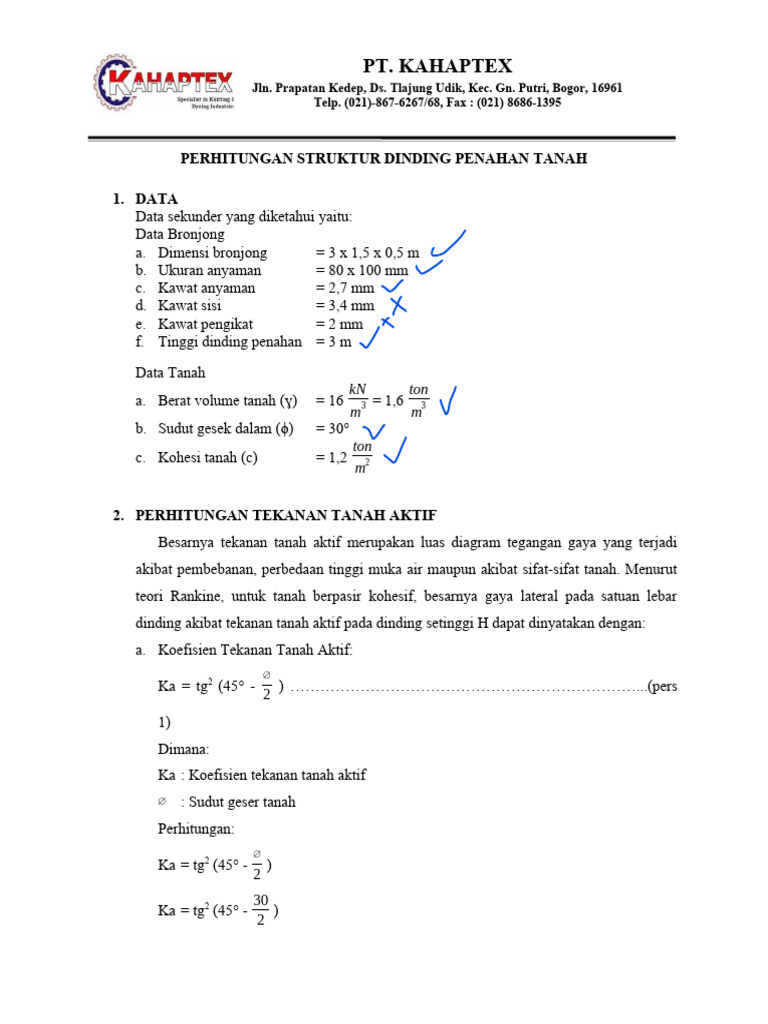 Ilide - Info Laporan Perhitungan DPT Bronjong PR | PDF