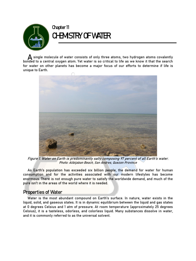 Chemistry and Properties of Water | PDF | Water Purification | Water