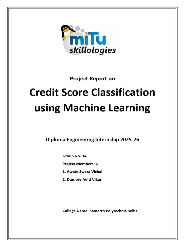 Credit Score Project Report | PDF | Support Vector Machine | Credit Score