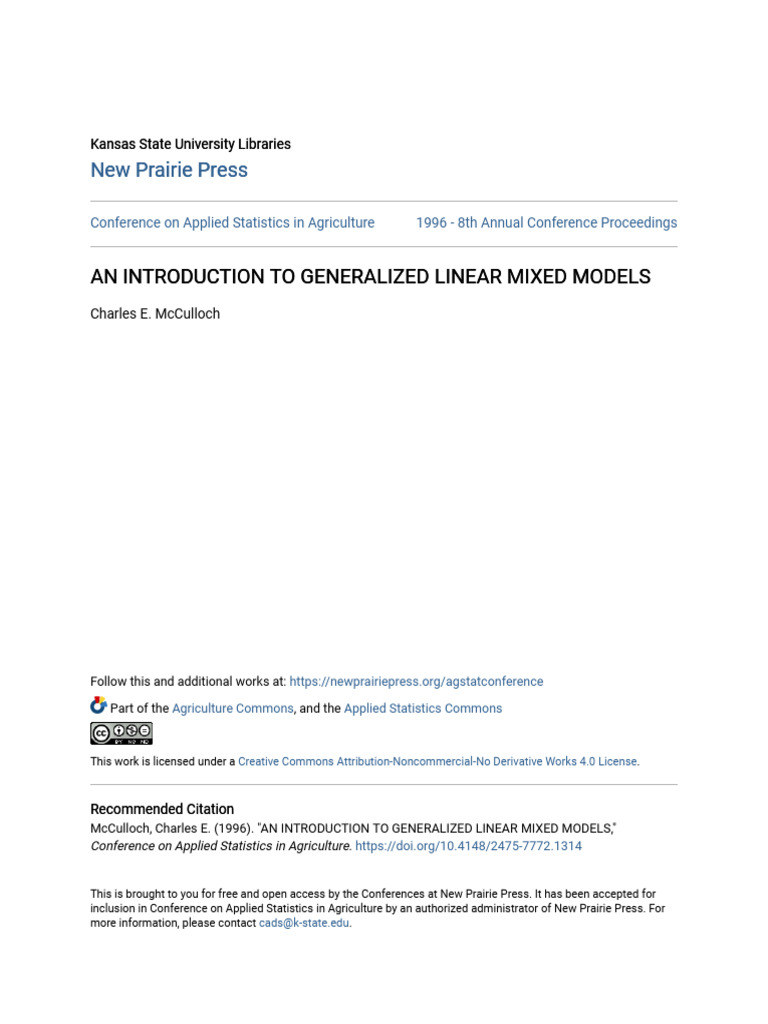 Introduction to Generalized Linear Mixed Models | PDF | Estimator ...