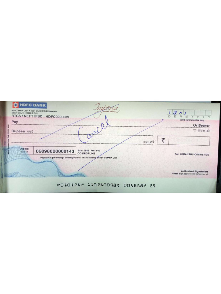Cancel Cheque | PDF