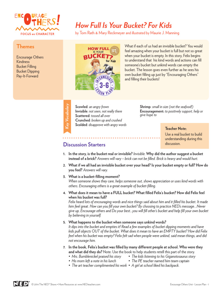 Kindness Lesson How Full Is Your Bucket | PDF