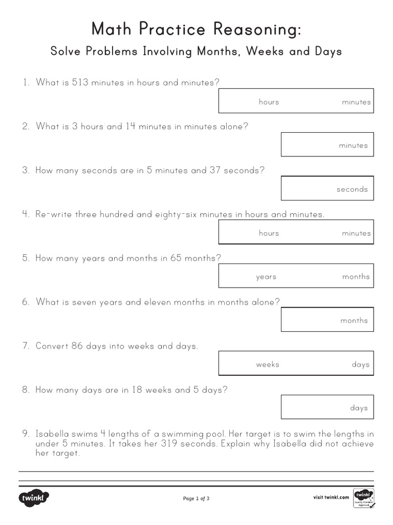 Us Au t2 M 1589 Solve Problems Involving Months Weeks and Days Activity ...