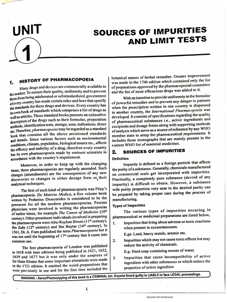 Sources of Impurities and Their Quality Control | PDF