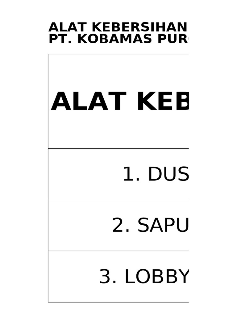 Checklist Alat Kebersihan PT Kobamas | PDF