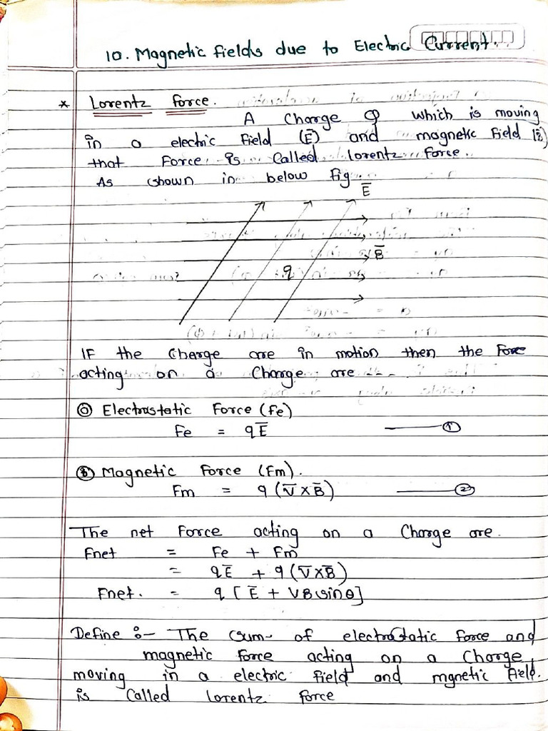 12th .Physics Ch.10 Magnetic Field Due To Electric Current - Notes | PDF