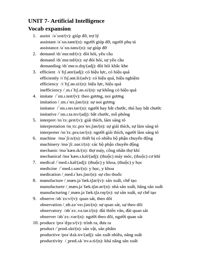 Vocab Unit 7 | PDF