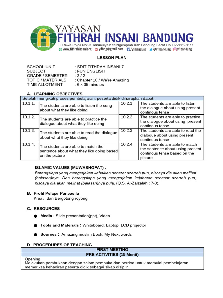 Fun English Lesson Plan for Grade 2 | PDF | Behavior Modification ...