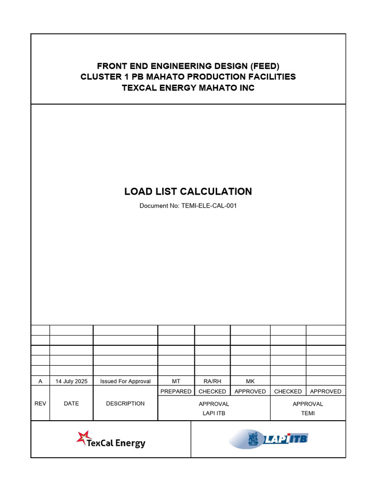 Load List Calculation for Mahato Facilities | PDF | Electric Power ...