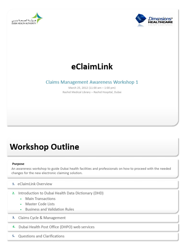 EClaimLink Claims Management Awareness WS1 25.03.2012 | PDF | Xml | Web ...