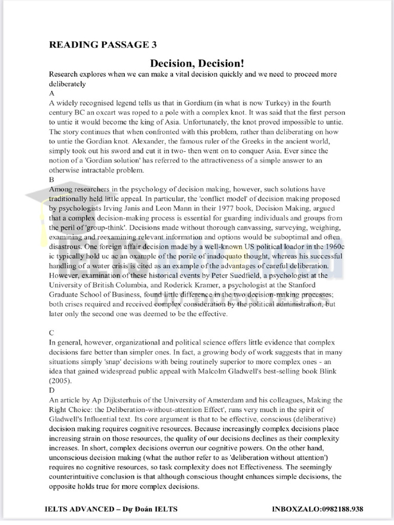 IELTS Reading - Decision Decision | PDF