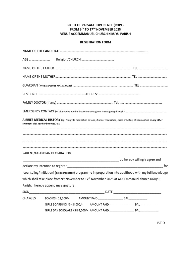 Registration for Right of Passage 2025 | PDF