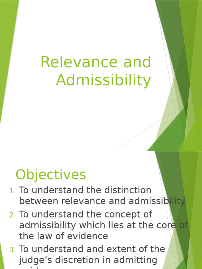 Understanding Evidence Admissibility | PDF | Relevance (Law) | Evidence ...